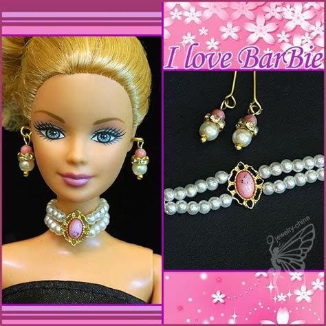 Barbie Doll Jewelry Set Barbie Necklace And Earring Barbie Jewelry
