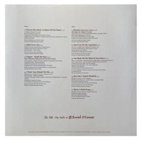Sinead Oconnor So Farthe Best Of Clear Vinyl 2lp