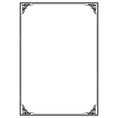 Floral Border A4 PNG Transparent Simple Frame Black Border Floral A4