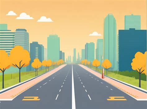 Premium Photo Generative AI Empty Asphalt Road With City Skyline