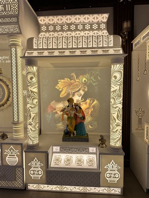 Luxury Mandir Design For Home In Campbell River Corian Woodensagwan Marble Mandir White Pu