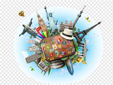 랜드 마크 일러스트 여행 관광 세계 여행 건물 세계 여행 가방 Png Pngwing