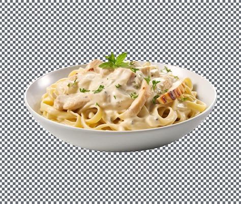 Premium PSD Delicious Chicken Alfredo Pasta Isolated On Transparent