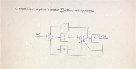 solved 4 find the closed loop transfer function r s c s of