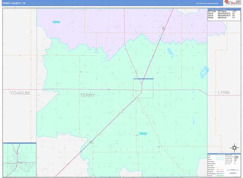 Terry County Tx Wall Map Color Cast Style By Marketmaps