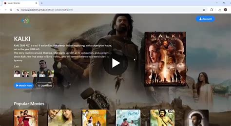 Webdevelopment Frontend Html Css Bootstrap Moviewebsite Kalki2898ad Manjula Pasala