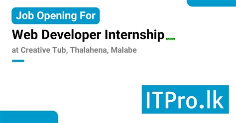 Web Developer Internship At Creative Tub Itprolk
