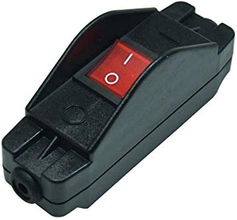 Inline Cord Switch 16A 125V 250V AC Black Inline ON OFF Rocker Button With Red Indicator Light