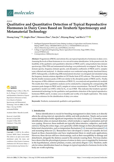 Pdf Qualitative And Quantitative Detection Of Typical Reproductive Hormones In Dairy Cows