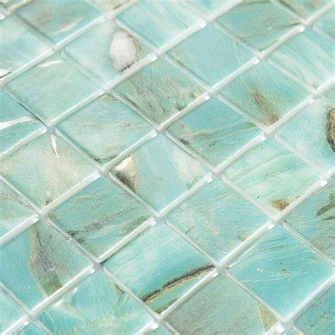 Oasis Turquoise 1 X 1 Glass Tile Pool Spa And Kitchen Tile