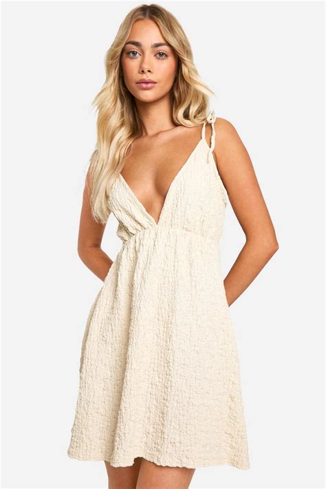 Textured Cut Out Detail Skater Dress Boohoo Usa