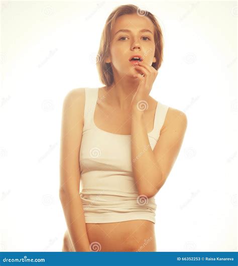 Young Blond Naked Woman Stock Image Image Of Modest 66352253