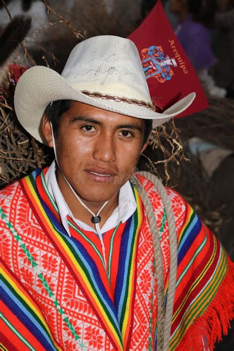 Peruvian In Traditional Clothing At The Anniversario De Arequipa