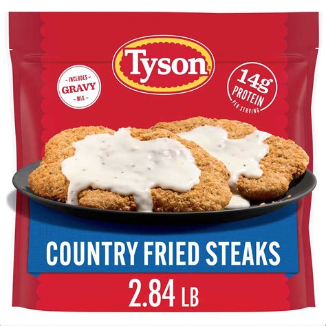 Tyson Country Fried Steaks With Gravy Mix Frozen 4 Oz 10 Pk
