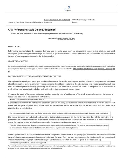 Apa Referencing Style Guide 7th Edition Reading Materials On Apa