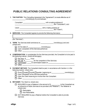 Free Public Relations Pr Consulting Agreement Template Pdf Word