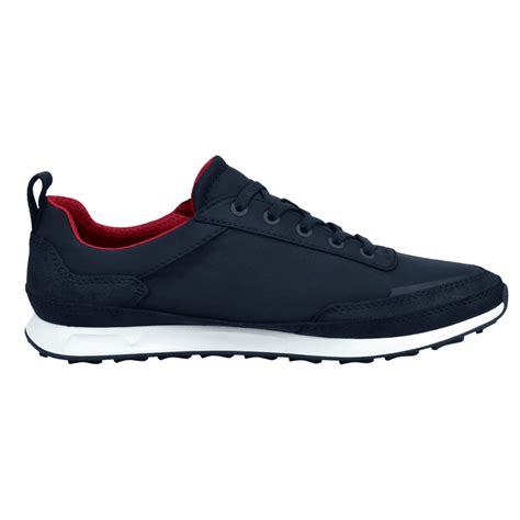 Bugatti Mens Akk03 Navy With Red Side Zip Trainers Millars Shoe Store