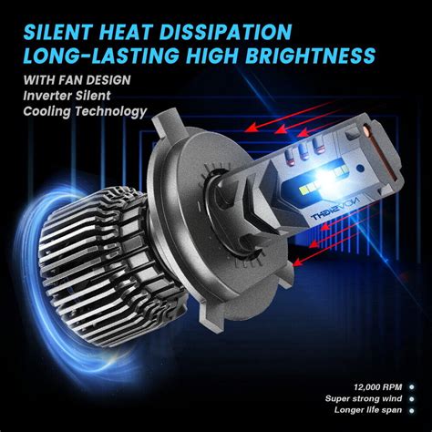NOVSIGHT 2X H4 100W LED Headlight Kit Hi Lo Beam 6500K Canbus Error