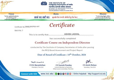 Successfully Completed Certificate Course On Independent Director Ashish Jaswal 23 Comments