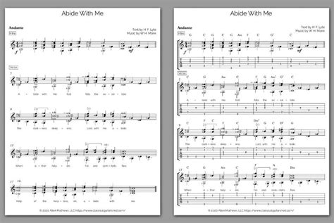 Free Guitar Sheet Music Abide With Me A Traditional Hymn