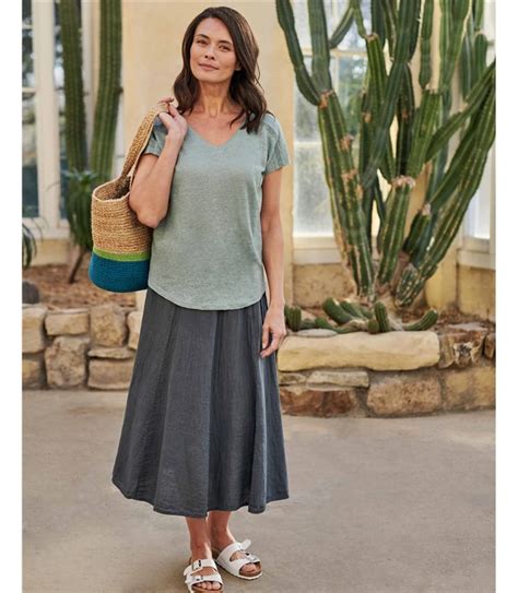 Dark Grey Womens Linen Skirt WoolOvers US