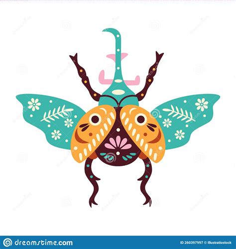 Isolated Neutral Colored Beetle With Patterns Vector Stock Vector Illustration Of Nature