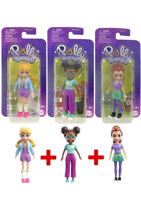 Polly Pocket 3lü Set Lila Shani Ve Polly Pocket Ana Karakterler Seti Oyuncak Bebek Figürü