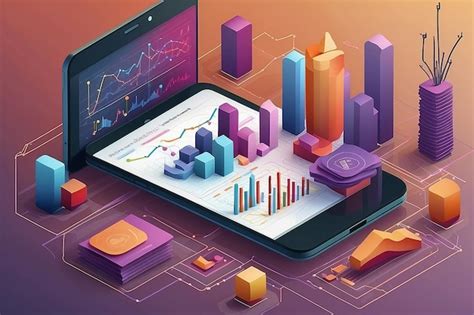 Premium Ai Image Online Statistics And Data Analytics Isometric Application Business Graph And