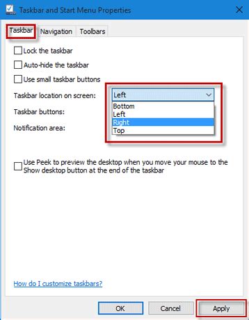 How To Change Taskbar Position On Windows 10 Desktop Screen
