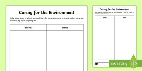 Caring For The Environment Worksheet Twinkl Resources