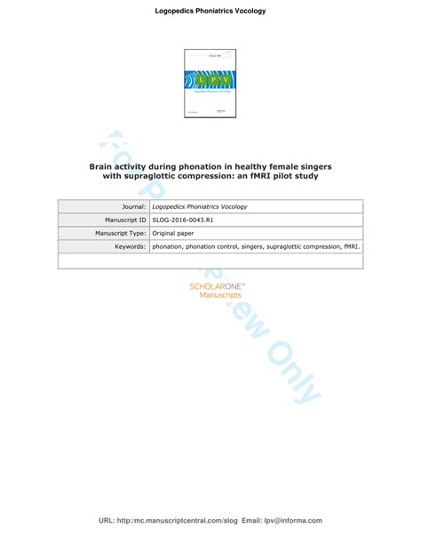 Pdf Brain Activity During Phonation In Healthy Female Singers With