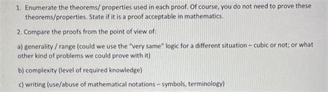 Enumerate The Theorems Properties Used In Each Chegg