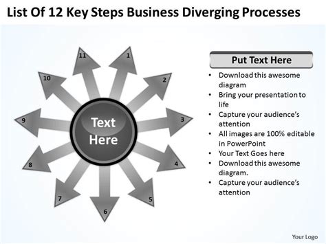 Steps New Business Powerpoint Presentation Diverging Processes Radial Chart Templates