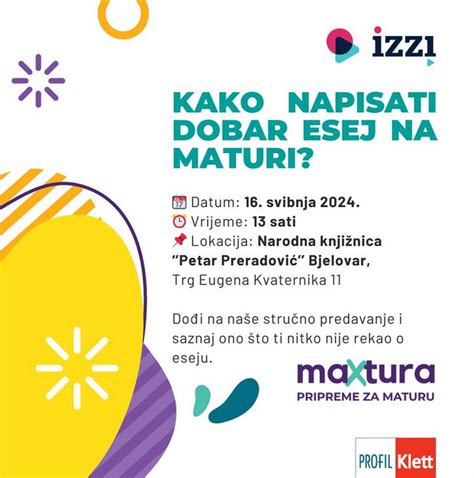 PRILIKA ZA MATURANTE Dođite u knjižnicu saznati kako napisati dobar esej na maturi