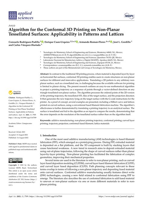 Pdf Algorithm For The Conformal 3d Printing On Non Planar Tessellated