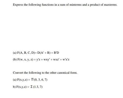 Solved Express The Following Functions In A Sum Solutioninn