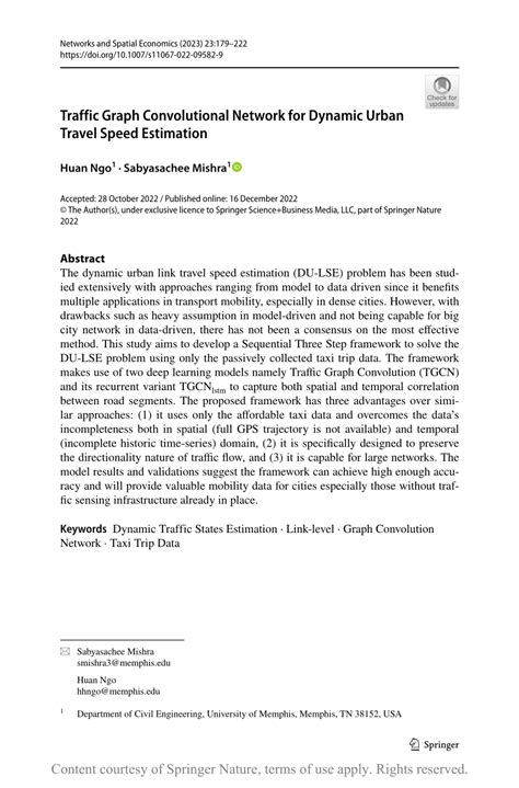 Traffic Graph Convolutional Network For Dynamic Urban Travel Speed Estimation Request Pdf