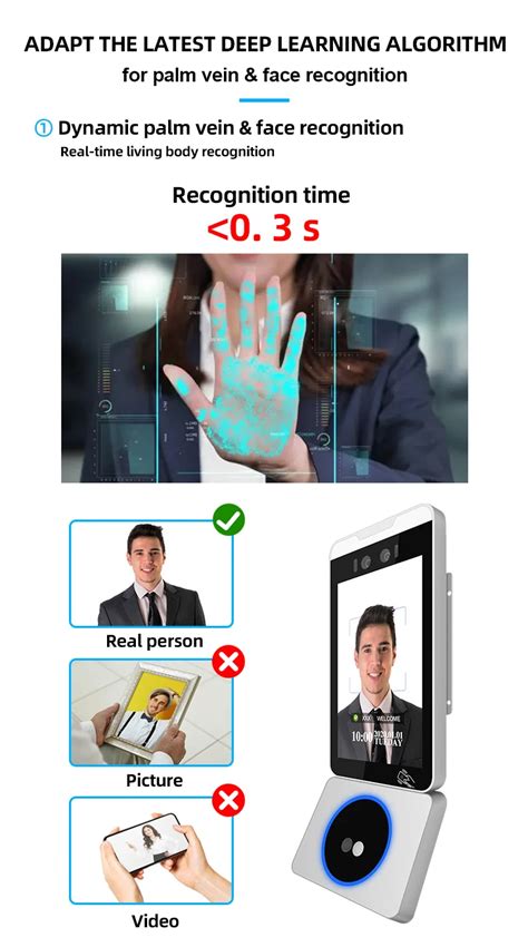 Sinmar Biometrics Palm Vein Recognition Machine Tcp Ip Network Wifi 4g