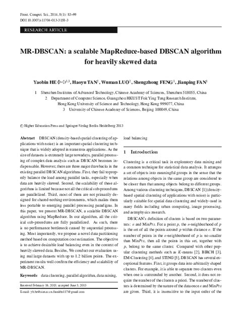 Pdf Mr Dbscan Scalable Clustering On Skewed Data