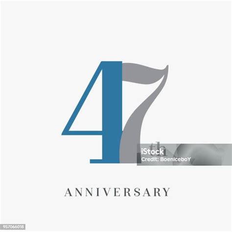 Perayaan Ulang Tahun Ke47 Tumpang Tindih Nomor Logo Sederhana Biru Dan