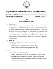 CSE341 Lab09 Docx Department Of Computer Science And Engineering