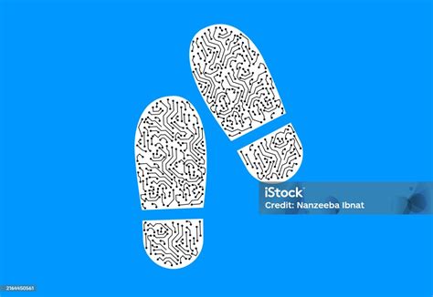 Digital Footprint In Cyberspace Global Circuit Illustration Stock