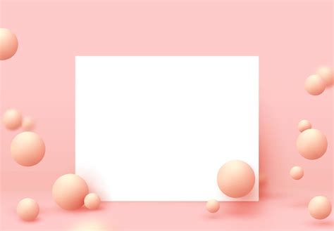 산호 배경에 공의 분홍색 분야입니다 현실적인 3d 모양 텍스트 흰색 시트 프레임입니다 포스터 배너 현수막을 위한 디자인