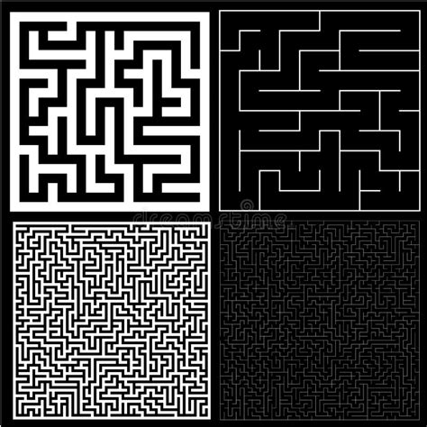 Collection Of Maze With Solution Vector Labyrinth Set Stock Vector Illustration Of Path