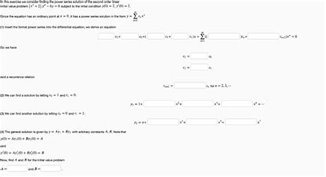Solved In This Exercise We Consider Finding The Power Series