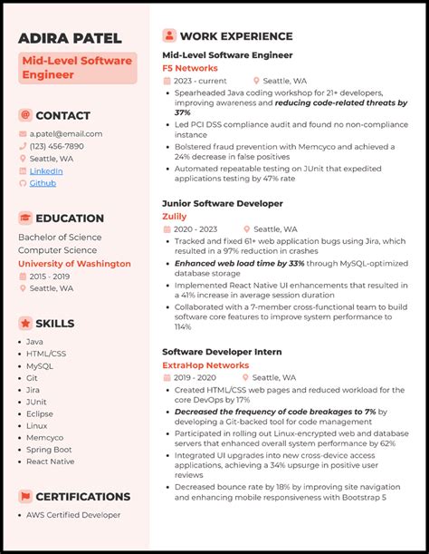 32 Software Engineer Resume Examples Designed For 2024 Software