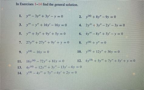 Solved In Exercises 1 14 Find The General Solution 1 Yll