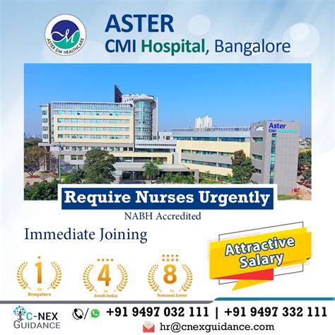 Nursing Recruitment For Aster Cmi Hospital Bangalore C Nex Guidance