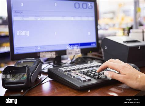 Hand Of Woman Using Computer Stock Photo Alamy