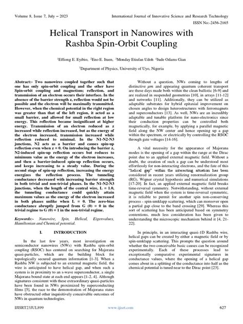 Helical Transport In Nanowires With Rashba Spin Orbit Coupling Pdf Electron Superconductivity